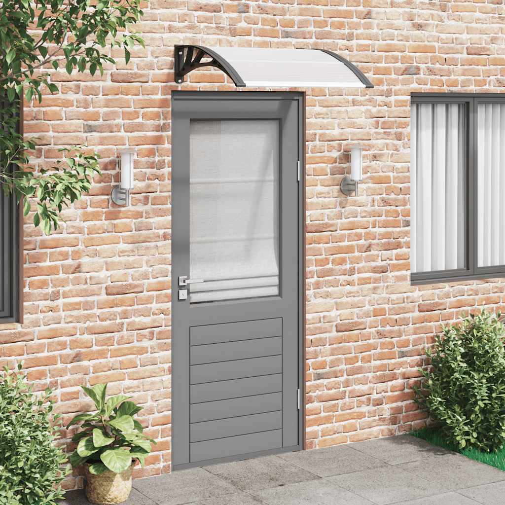 vidaXL Door Canopy Black and Transparent 80x75 cm Polycarbonate ...